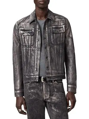 John Varvatos Distressed Trucker Jacket - Metal Grey