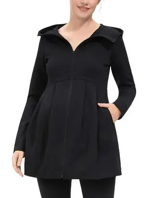 KIMI + KAI Maternity Fit & Flare Hooded Jacket - Black