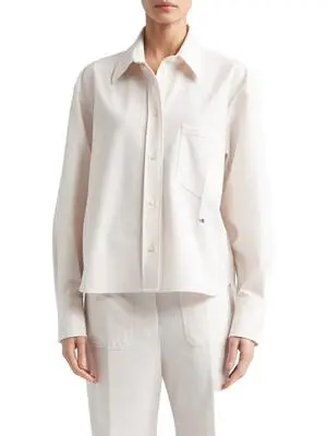 Victoria Beckham Long Sleeve Crop Button-up Shirt - Bone