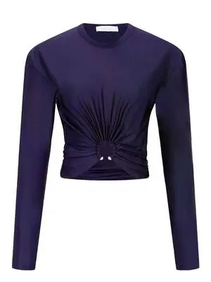 Rabanne Long-sleeve Piercing-detail Top - Blue