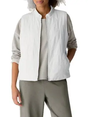 Eileen Fisher Quilted Linen & Cotton Vest - Bone
