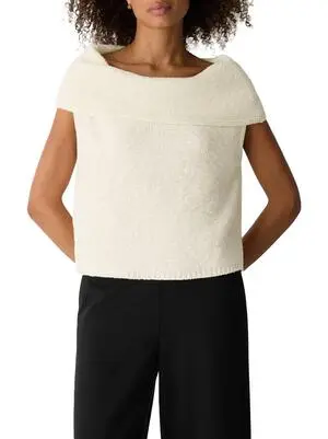 Eileen Fisher Cowl Neck Organic Cotton Blend Sweater - Ecru