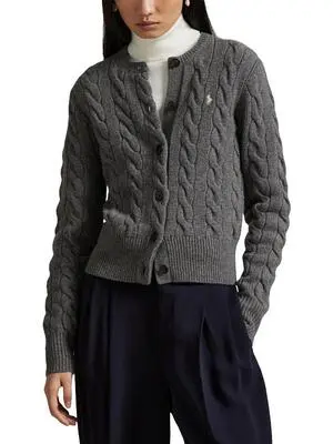 Polo Ralph Lauren Cable Wool And Cashmere Cardigan - Flannel Grey Heather