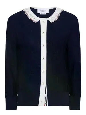 Thom Browne Lace-trimmed Cardigan - Blue