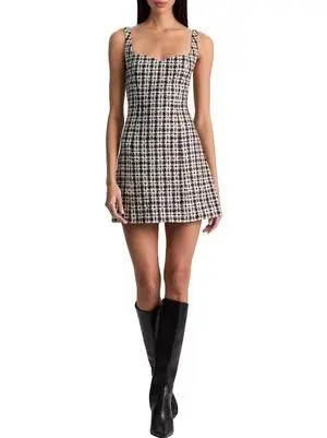 Alice + Olivia Eve Sweetheart Neck Tweed Minidress - Black/off White