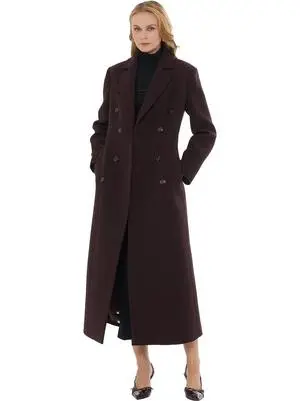 GIZIA Long Coat With Notched Lapel - Red