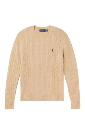 Polo Ralph Lauren Logo-embroidered Cable-knit Sweater - Brown