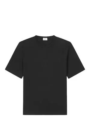 Saint Laurent Logo-embroidered Cotton-jersey T-shirt - Black