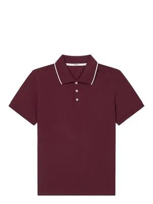 Saint Laurent Slim-fit Logo-embroidered Cotton-piqué Polo Shirt - Burgundy