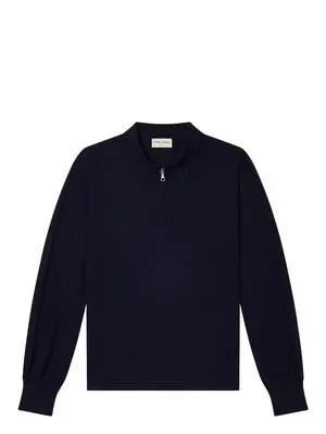 Officine Générale Wool Half-zip Polo Sweater - Blue