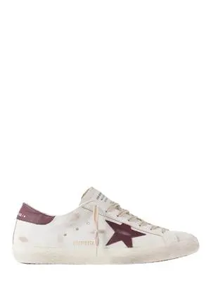 GOLDEN GOOSE Super-star Distressed Leather Sneakers - White