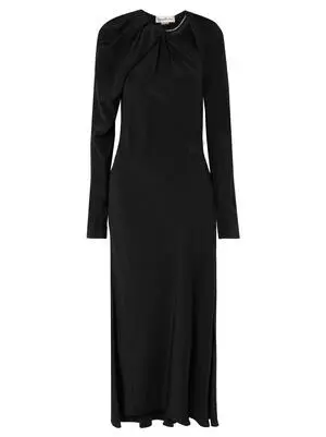 Victoria Beckham Chain-embellished Draped Silk Midi Dress - Black