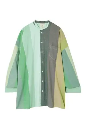 MARRAKSHI LIFE Oversized Striped Cotton Shirt - Green
