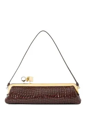 Jacquemus Salon Croc-Effect Patent-Leather Clutch Brown
