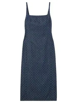 Dries Van Noten Printed Denim Midi Dress - Blue