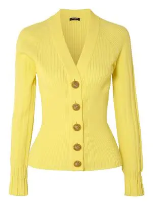 Balmain Ribbed-knit Cardigan - Yellow
