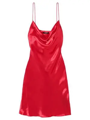 Balmain Draped Satin Mini Dress - Red