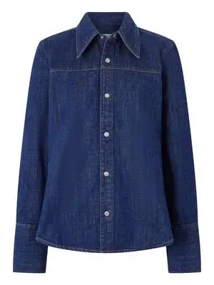 Ami Paneled Denim Shirt - Blue
