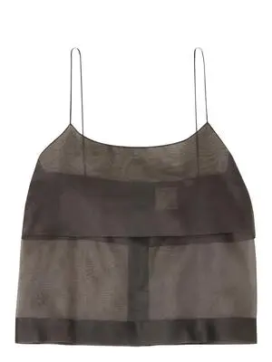 Calvin Klein Carmen Layered Silk-organza Top - Brown