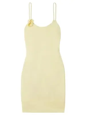 MAYGEL CORONEL Appliquéd Stretch-jersey Mini Dress - Yellow