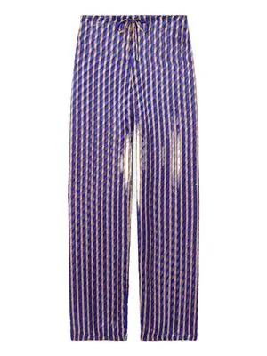 Dries Van Noten Striped Devoré-velvet Straight-leg Pants - Purple