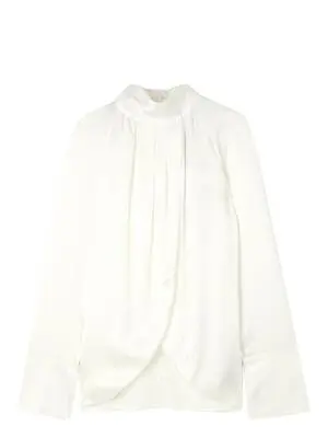 Balmain Draped Silk-satin Blouse - White