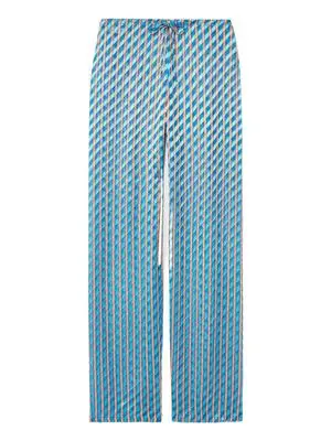 Dries Van Noten Devoré-satin Straight-leg Pants - Blue
