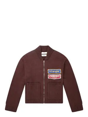 CHERRY LOS ANGELES Wrangler Logo-appliquéd Embroidered Cotton Zip-up Jacket - Brown
