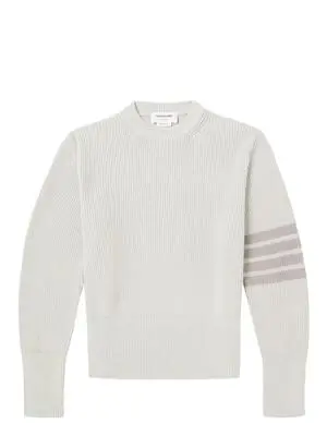 Thom Browne Slim-fit Striped Cotton Sweater - Neutrals