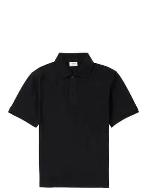 Saint Laurent Logo-embroidered Cotton-blend Piqué Polo Shirt - Black