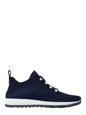 JIMMY CHOO Cashmere Knit Trainer With Pearl Buttons V Marine Mix