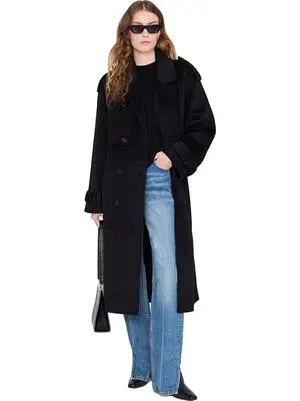 ANINE BING Rickie Maxi Trench - Black Cashmere Blend