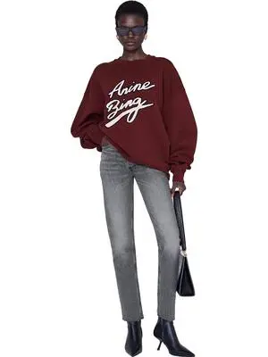 ANINE BING Miles Chenille Signature Sweatshirt - Cabernet