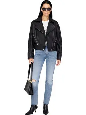 ANINE BING Julie Leather Moto Jacket - Black Leather