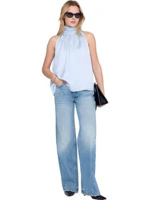 ANINE BING Marie High Neck Top - Pale Blue