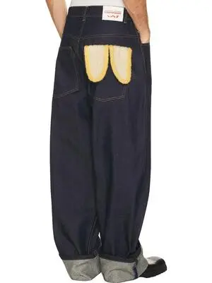 CHARLES JEFFREY Loose Fit Jean With Knitted Pocket - Indigo Denim