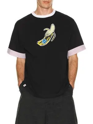 CHARLES JEFFREY Turn Up Tee In Black - Black & Yellow Banana