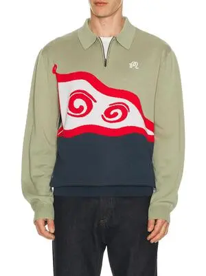 MALBON Burgee Sweater - Seagrass & Navy