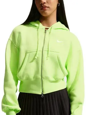 Nike Sportswear Phoenix Fleece Loose Full-zip Cropped Hoodie - Yellow