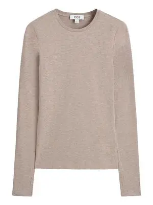 Cos Cotton Long-sleeved Top - Beige