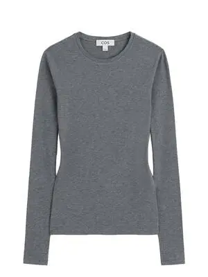 Cos COS Cotton Long-Sleeved Top Gray