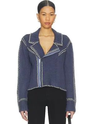 UNDERSTATED LEATHER Cropped Moto Robe - Blue