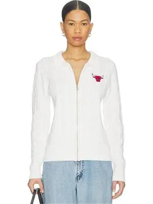 Terez X Bulls Zip Knit Cardigan - White