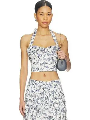 Posse Rue Halter Top - Blue Baroque