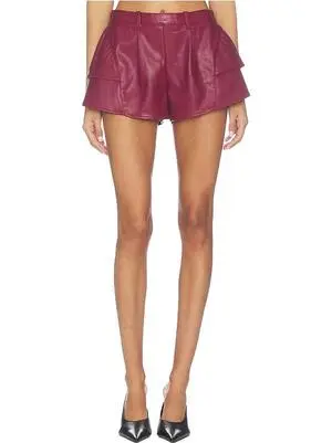Free People Star Dust Faux Leather Short - Burgandy