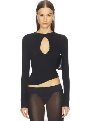 THE LINE BY K Demi Keyhole Top - Black