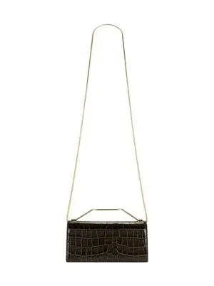 Veronica Beard Croc Embossed Barre Clutch - Cypress