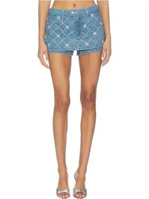 Free People X Revolve Embellished Denim Skort - Blue