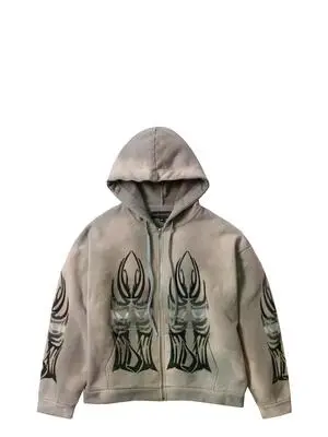 WHO DECIDES WAR BY EV BRAVADO Embellished Zip-up Hoodie - Neutrals