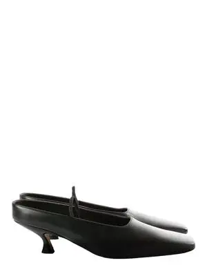 Calvin Klein Leather Mules With Cone Heel - Black